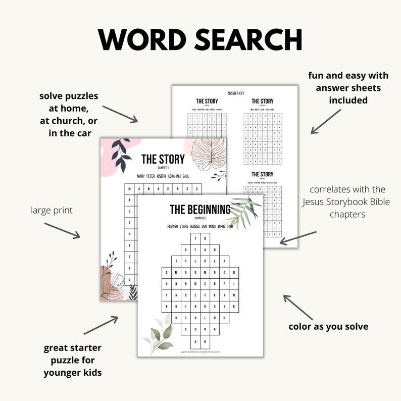 Jesus Storybook Bible; Word Search Puzzle Chapters 1-2: Kid's Puzzle - Etsy