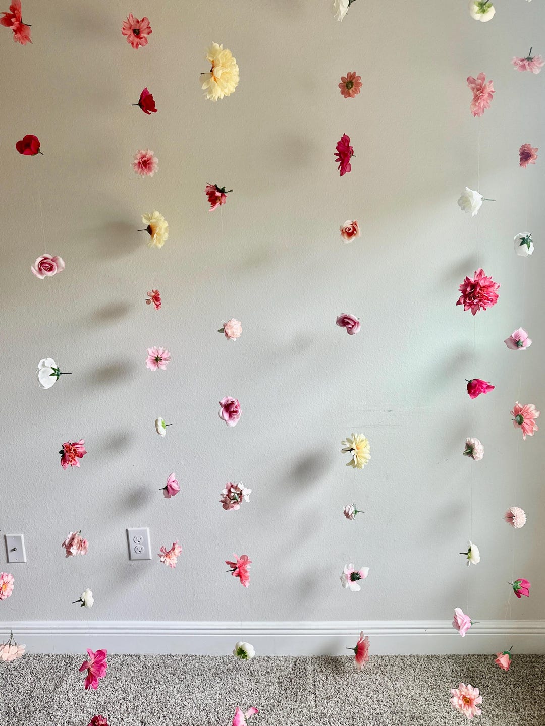 Customized Hanging Flower Garland , Flower Backdrop, Floating Flower ...