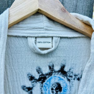 Turkish Cotton Robe Handprinted Evil Eye Kimono Gown Etsy