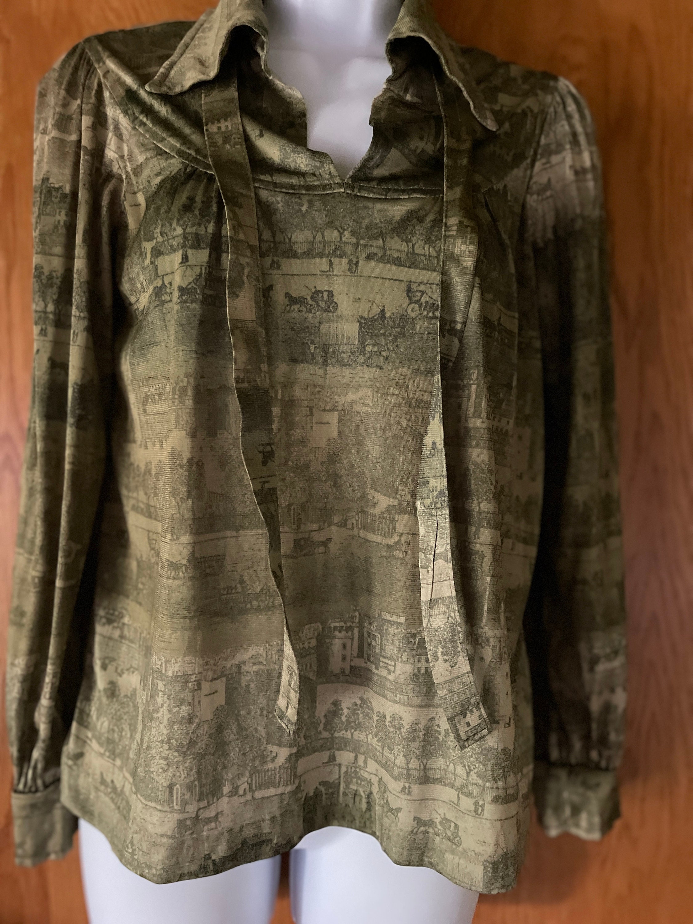 Vintage 1970s Green Carriage Yoke Front Pullover Women's Blouse - Etsy