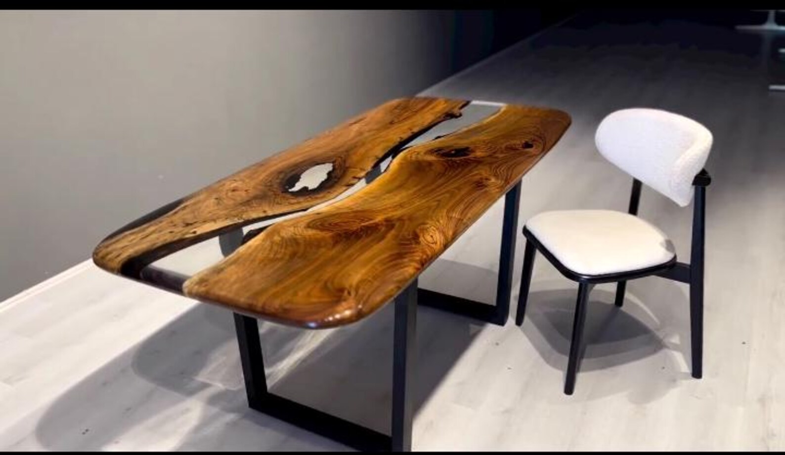 Custom Epoxy Live Edge Dining Table, Epoxy Dining Room Table With Solid ...