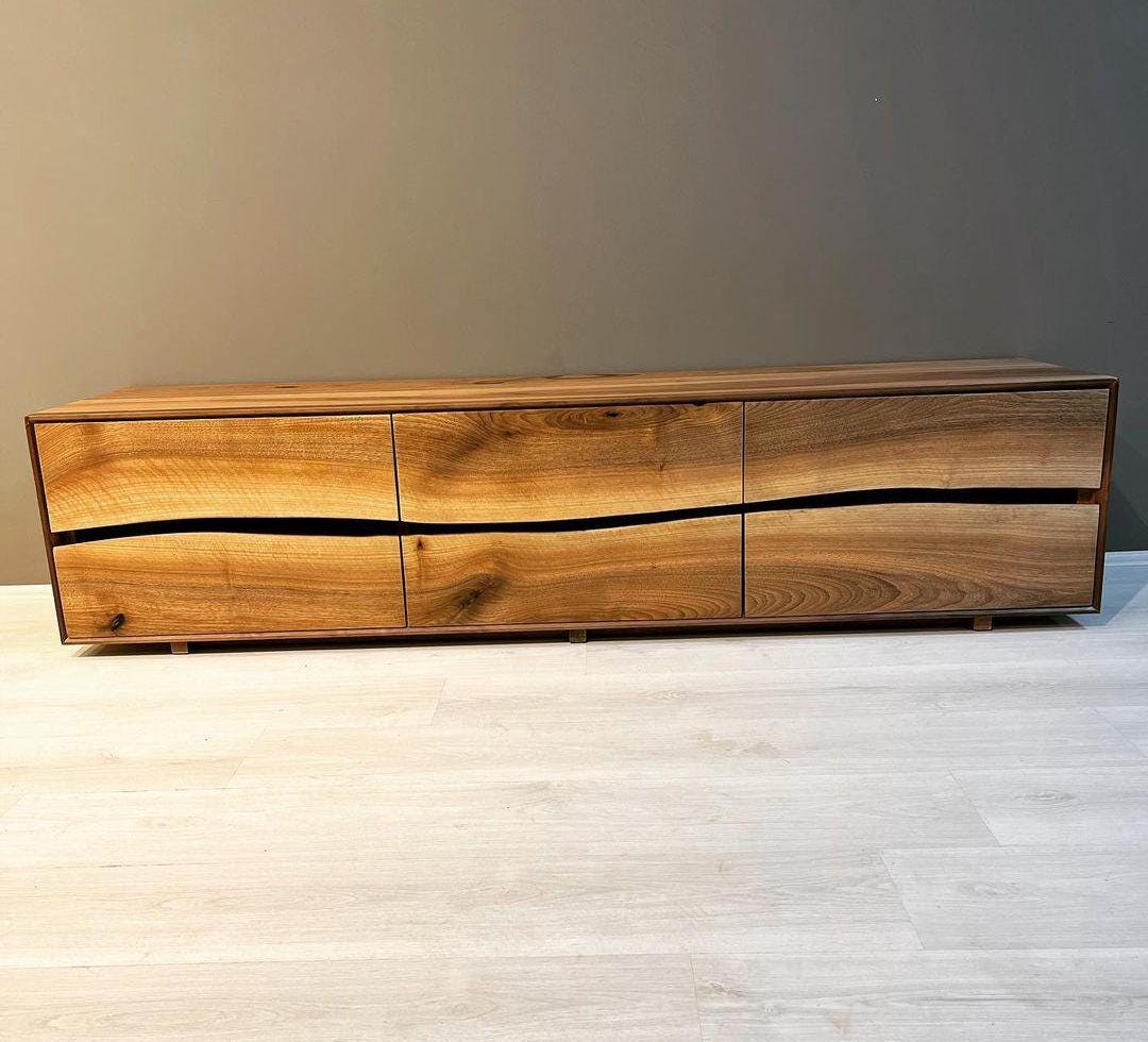 Solid Wood Tv Stand, Hardwoood Media Console, Wooden Slats Media Center ...