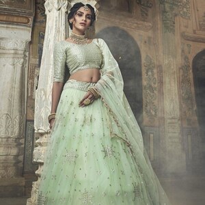 Pista Green Lehenga Choli Designer Lengha Bridesmaid Dress Party Wear ...