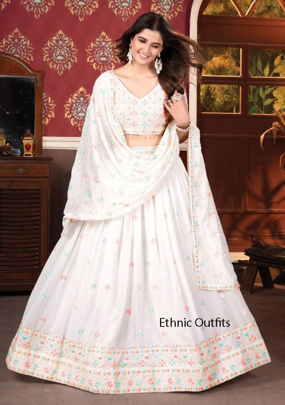 Amazing White Lehenga Choli for Women Indian Wedding Party Wear Lahenga ...