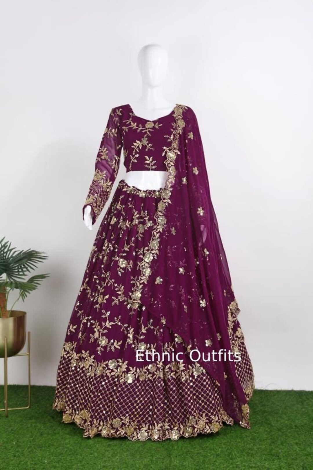 Wonderful Wine Lehenga Choli for Women Indian Wedding Party Wear ...