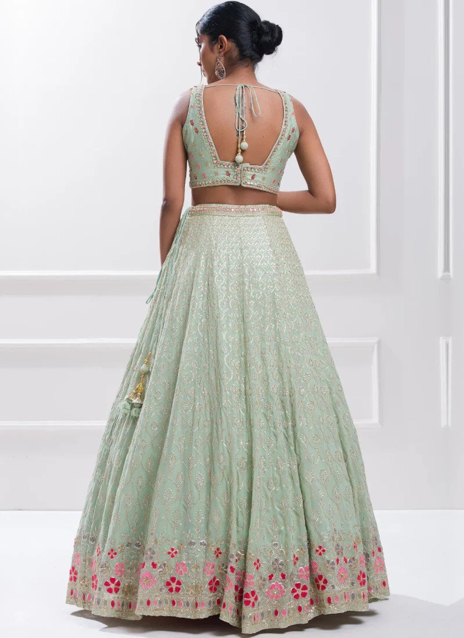 Pastel Green Reception Wear Lehenga Choli Party Wear Lengha Choli ...