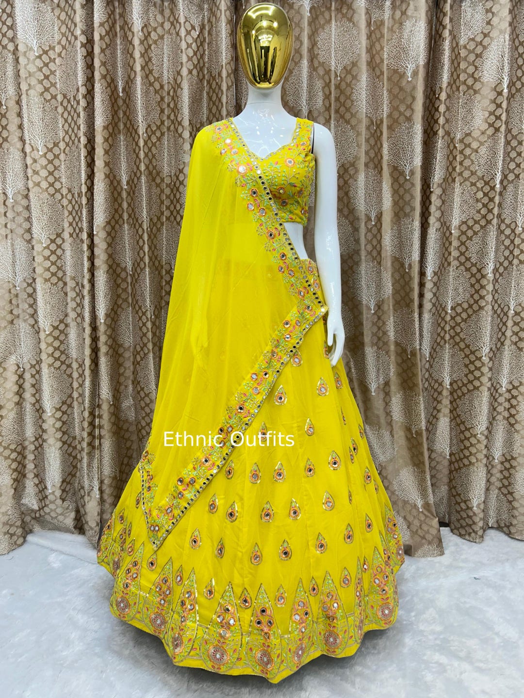 Yellow Haldi Special Lehenga Choli for Women Georgette Lahenga Choli ...
