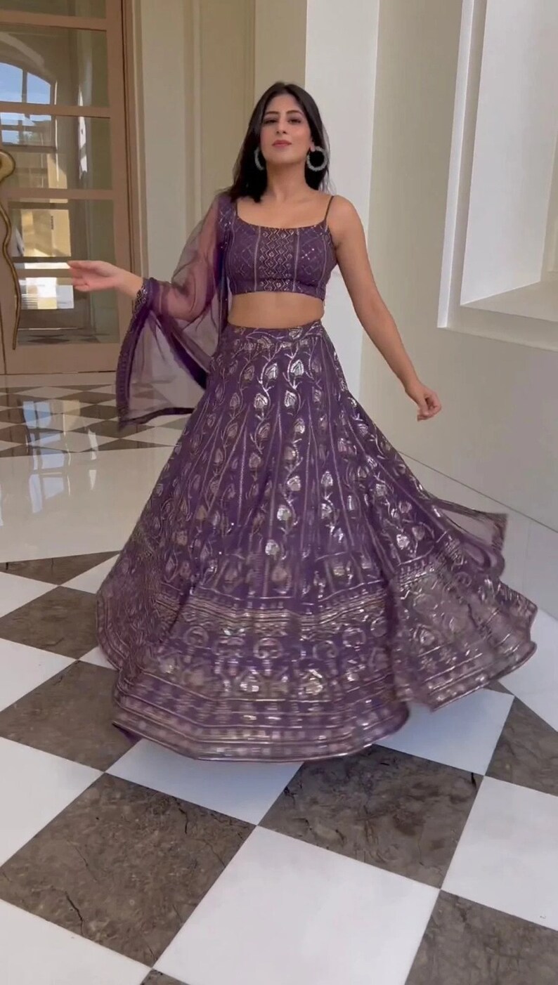 Purple Sequence Lehenga Choli for Women Wedding Lengha Choli - Etsy