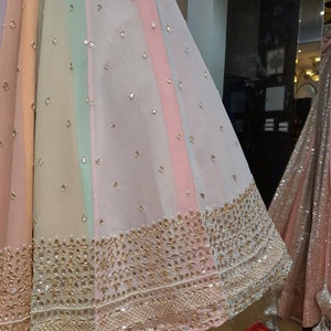 Multi Color Sequence Thread Embroidery Work Lehenga Choli Festivel ...