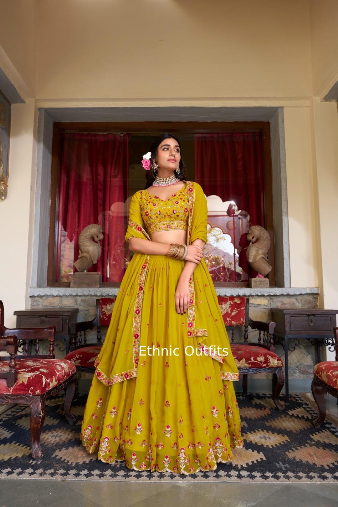 Haldi Special Yellow Lehenga Choli for Women Traditional Wear Lahenga ...
