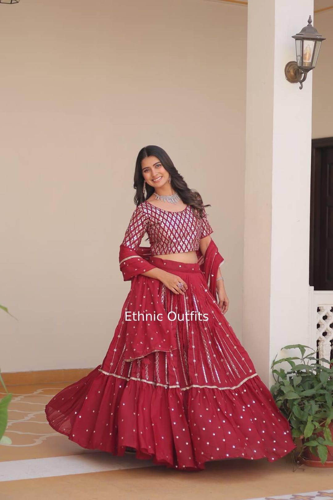 Red Designer Lehenga Choli for Women Indian Wedding Party Wear Lahnega ...
