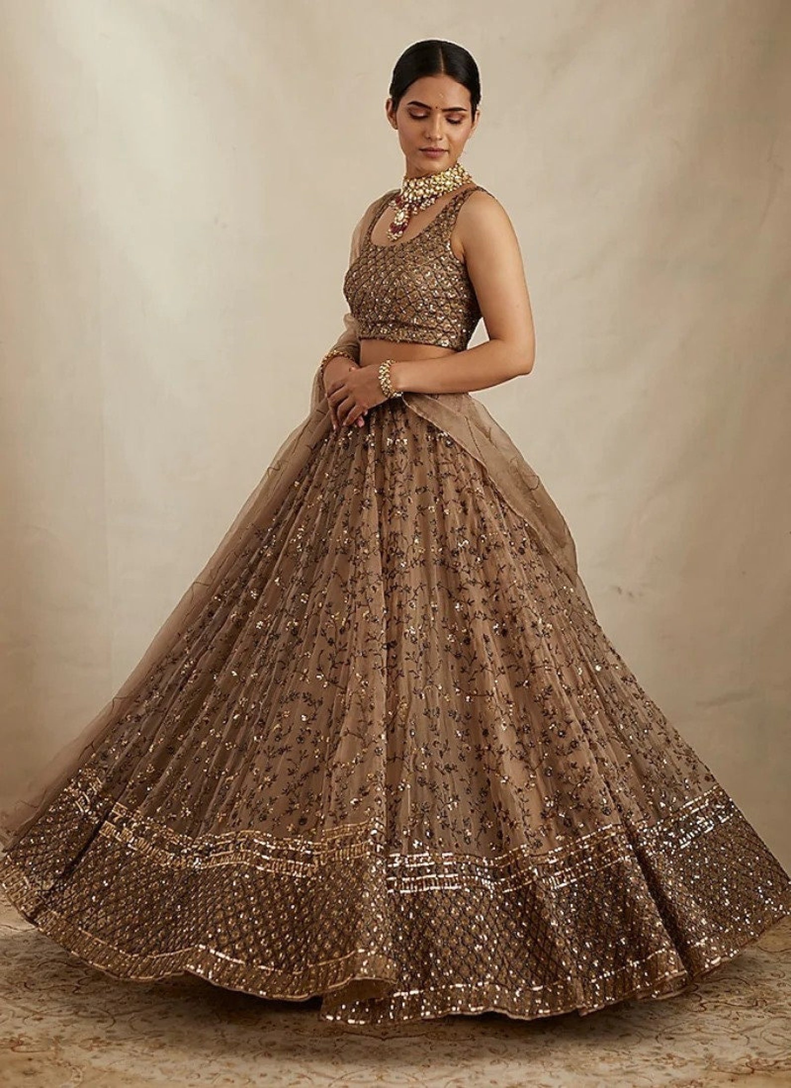 Brown Color Indian Wedding Lehenga Choli Party Wear Lengha Choli ...