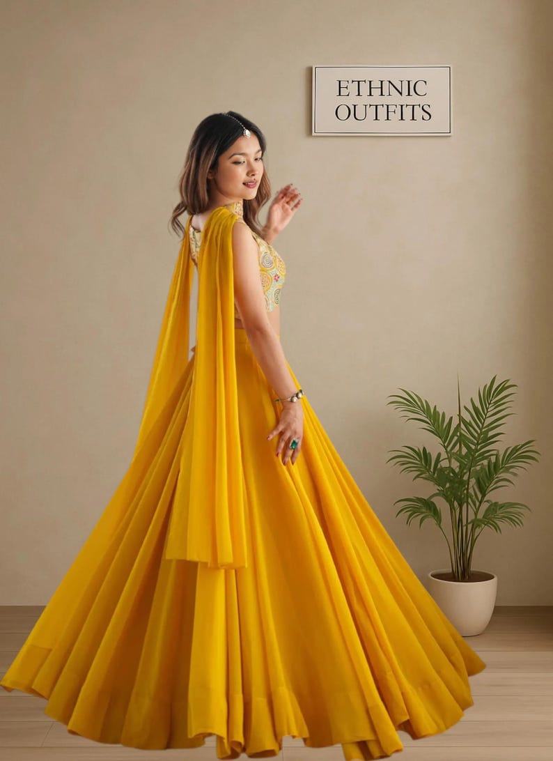 Attractive Yellow Lehenga Choli for Women Party Wear Lahengas Haldi ...