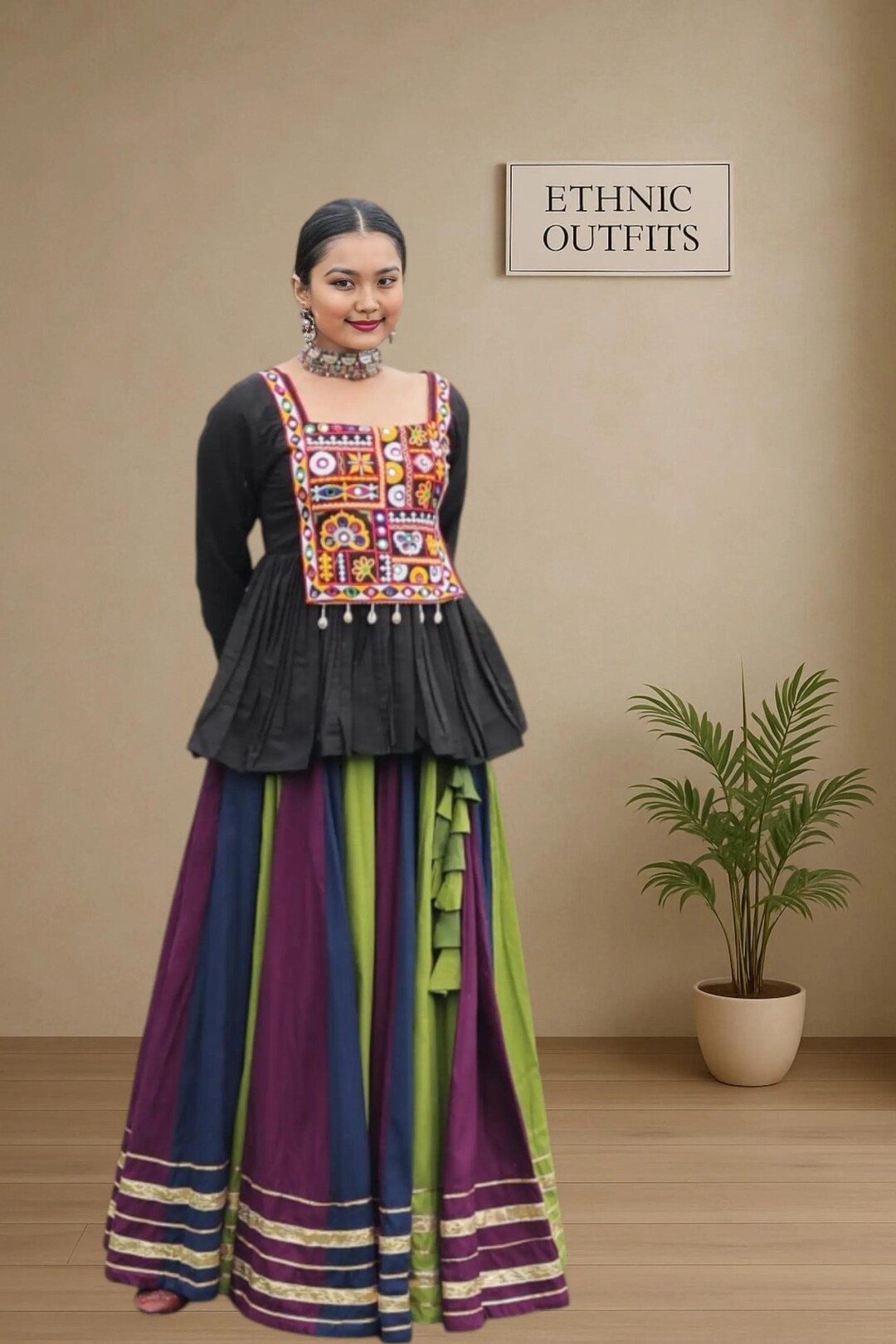 Traditional Indian Navratri Special Multi Lehenga With Kediya Top for ...