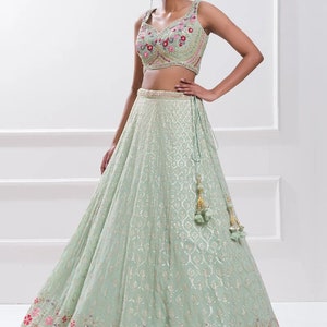 Pastel Green Reception Wear Lehenga Choli Party Wear Lengha Choli ...