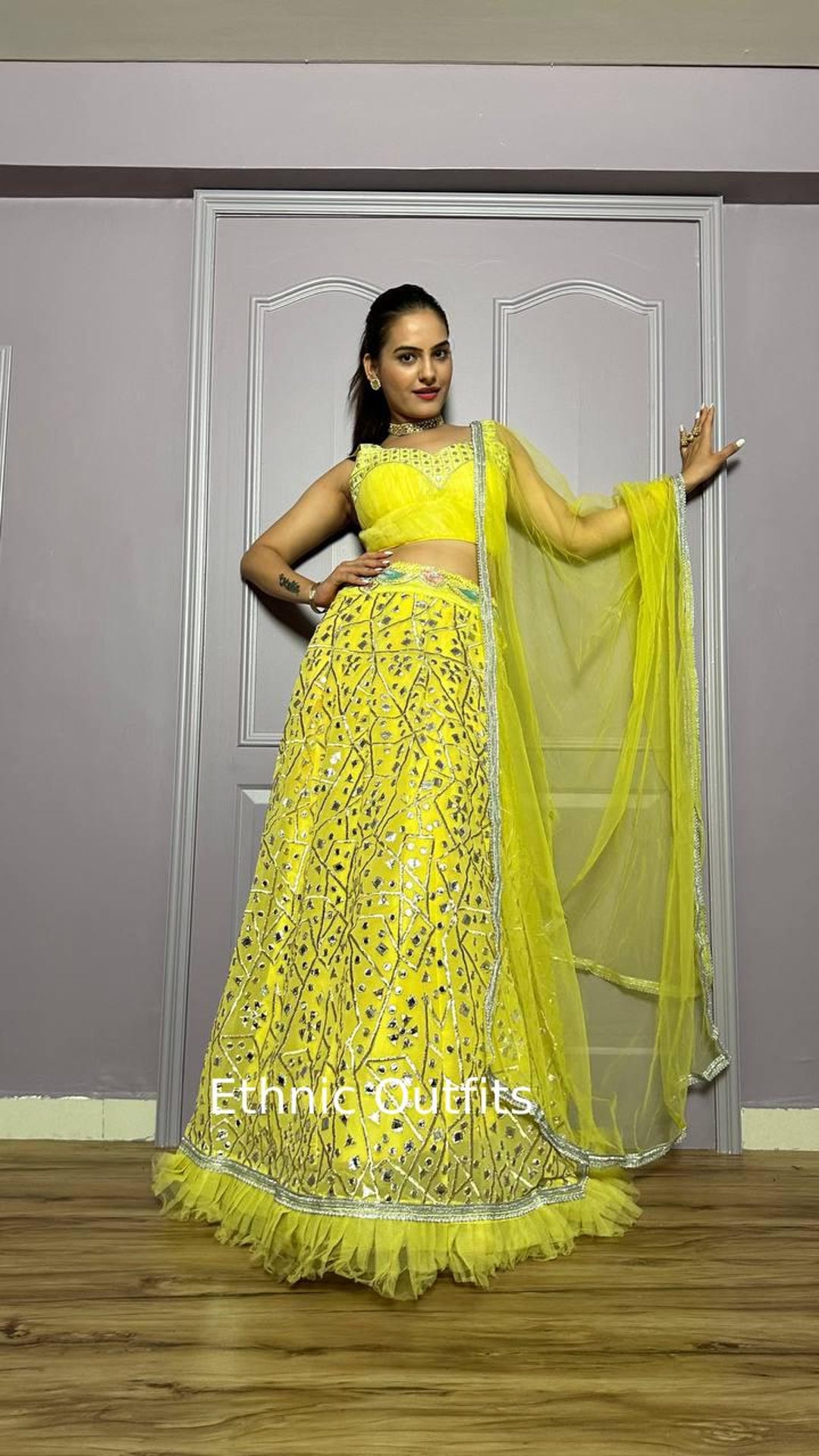 Yellow Haldi Special Lehenga Choli Indian Wedding Party Wear Ghagra ...