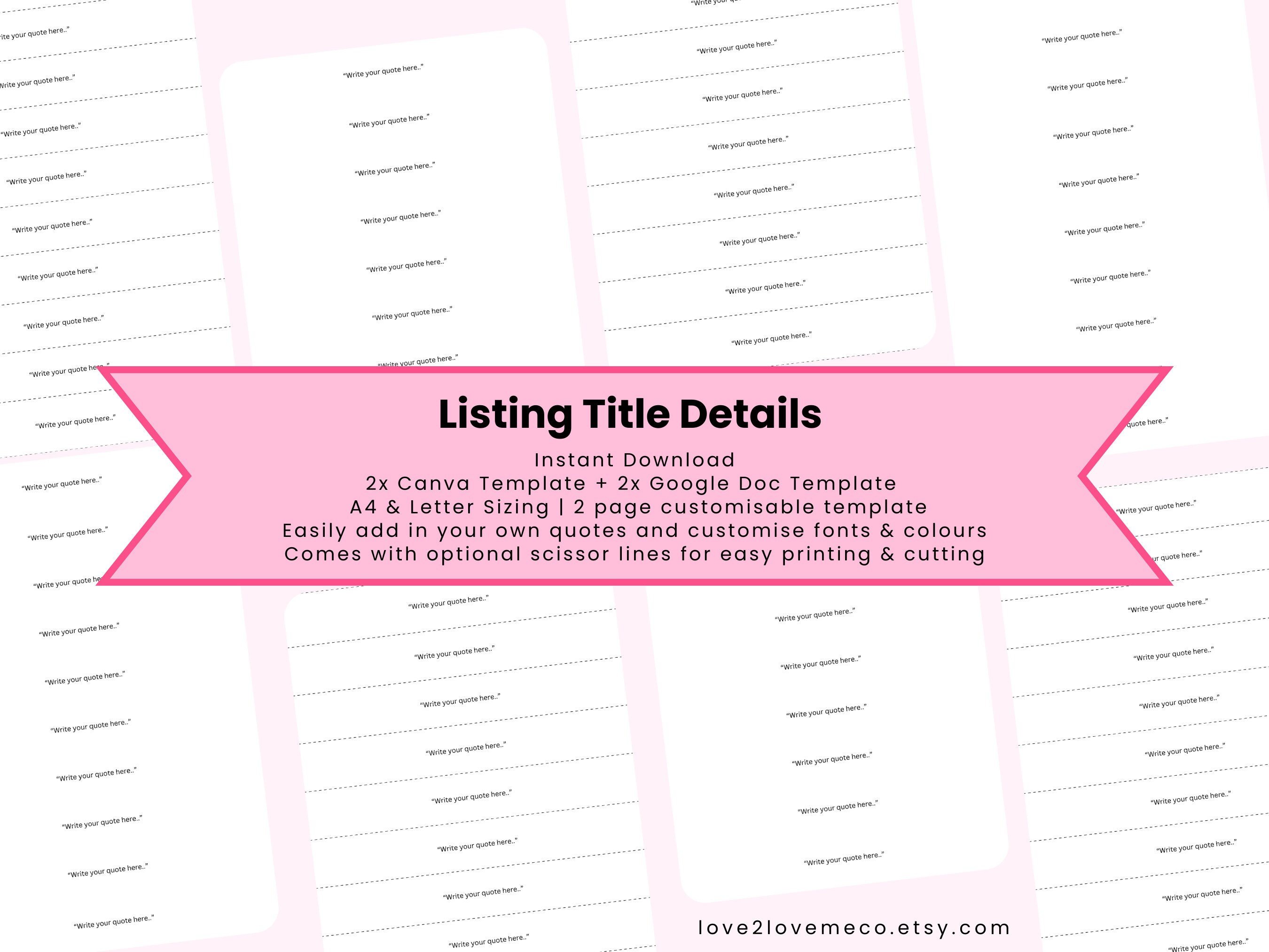 Customisable Quotes Sheet | Digital Product | Canva Template & Google ...