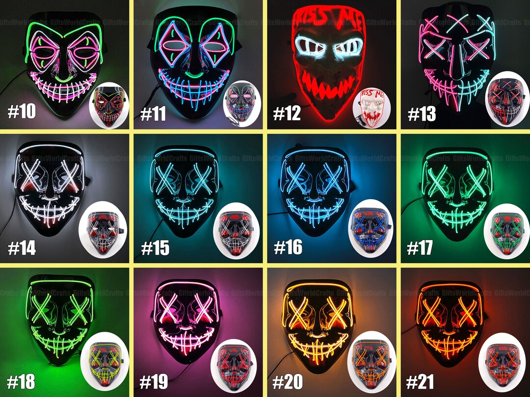 Wireless Neon LED Colorful Purge Mask for Halloween Party - Etsy