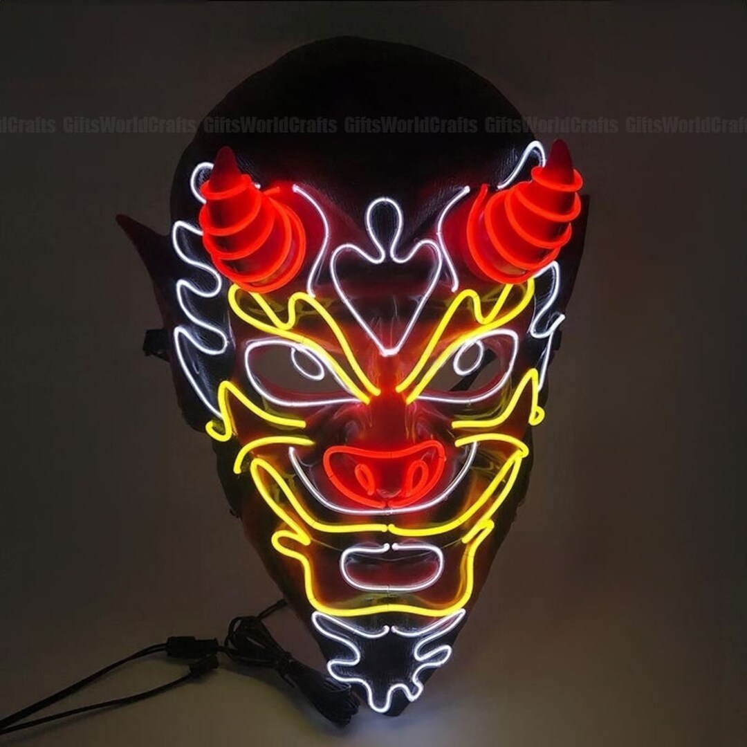 Demon Devil Electronic LED Mask Custom Face Transforming for - Etsy
