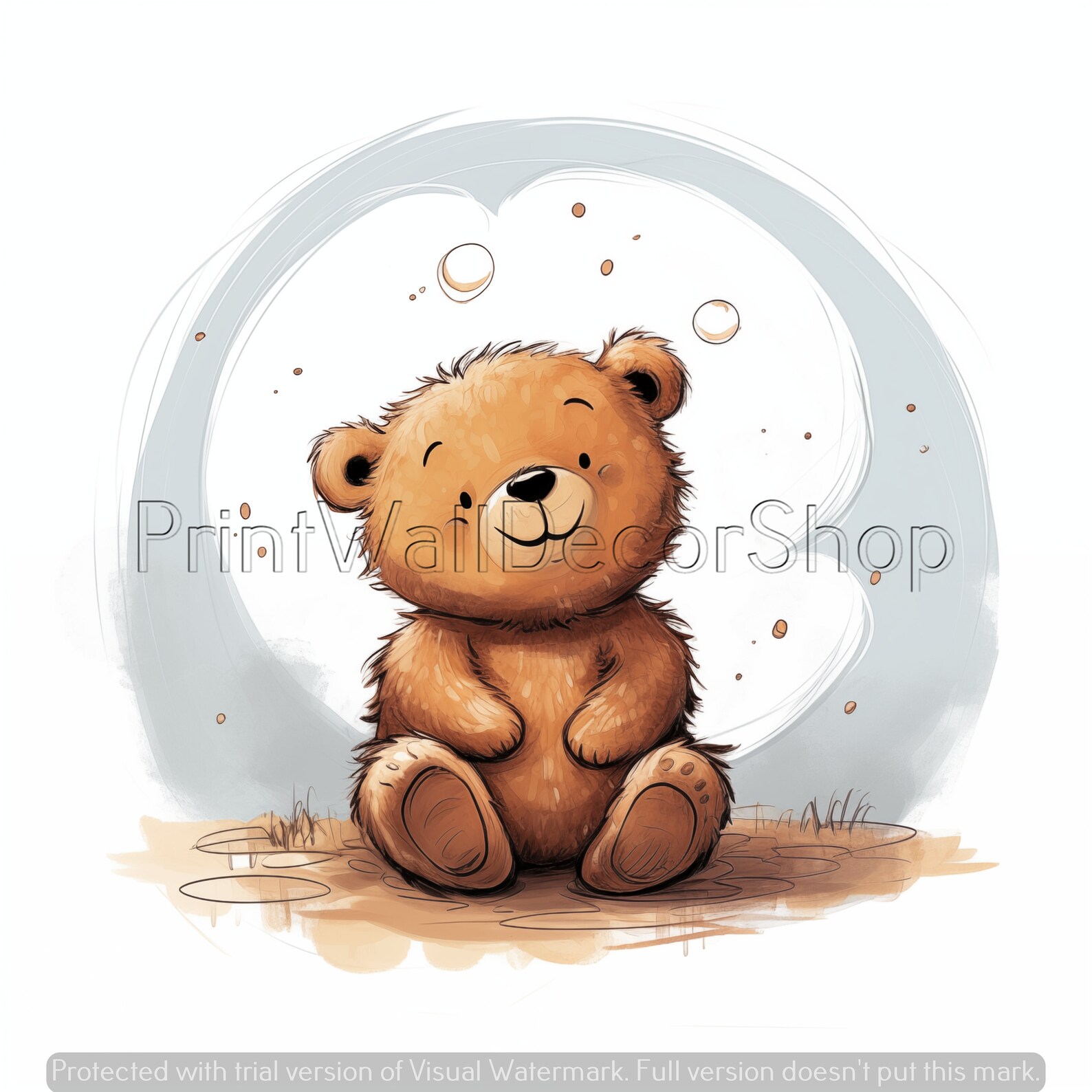 Baby Bear Print, Nursery Wall Art, Woodland Animal Posters, Printable ...