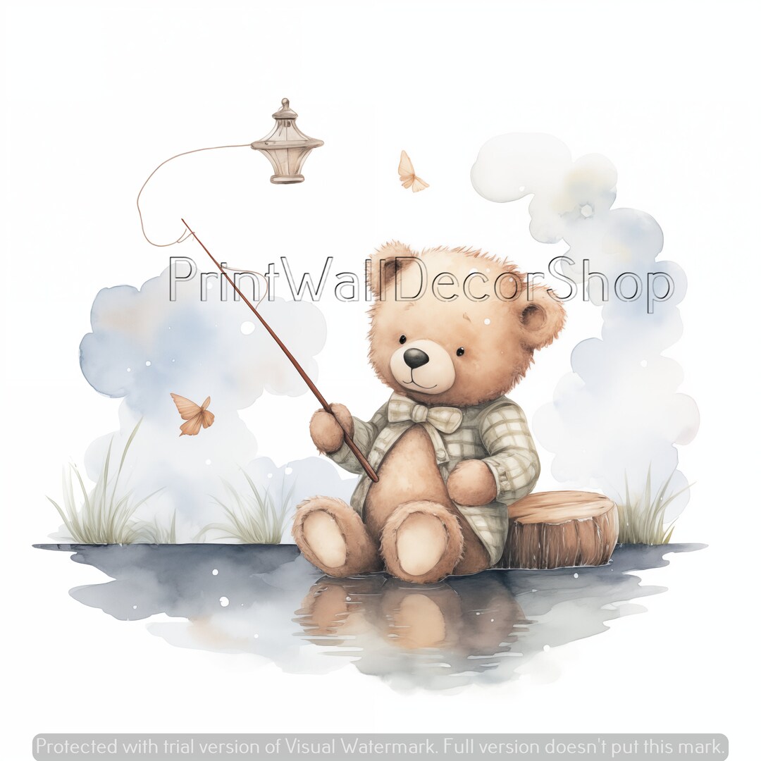 Baby Bear Printable Painting, Nursery Wall Art Decor, Baby Animal Print ...