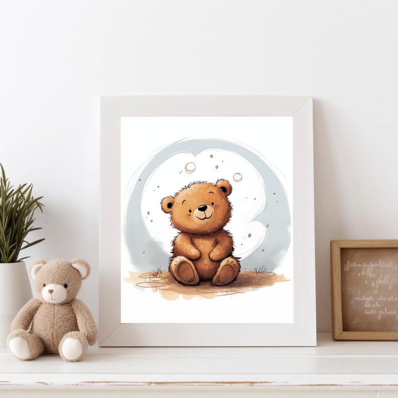 Baby Bear Print, Nursery Wall Art, Woodland Animal Posters, Printable ...