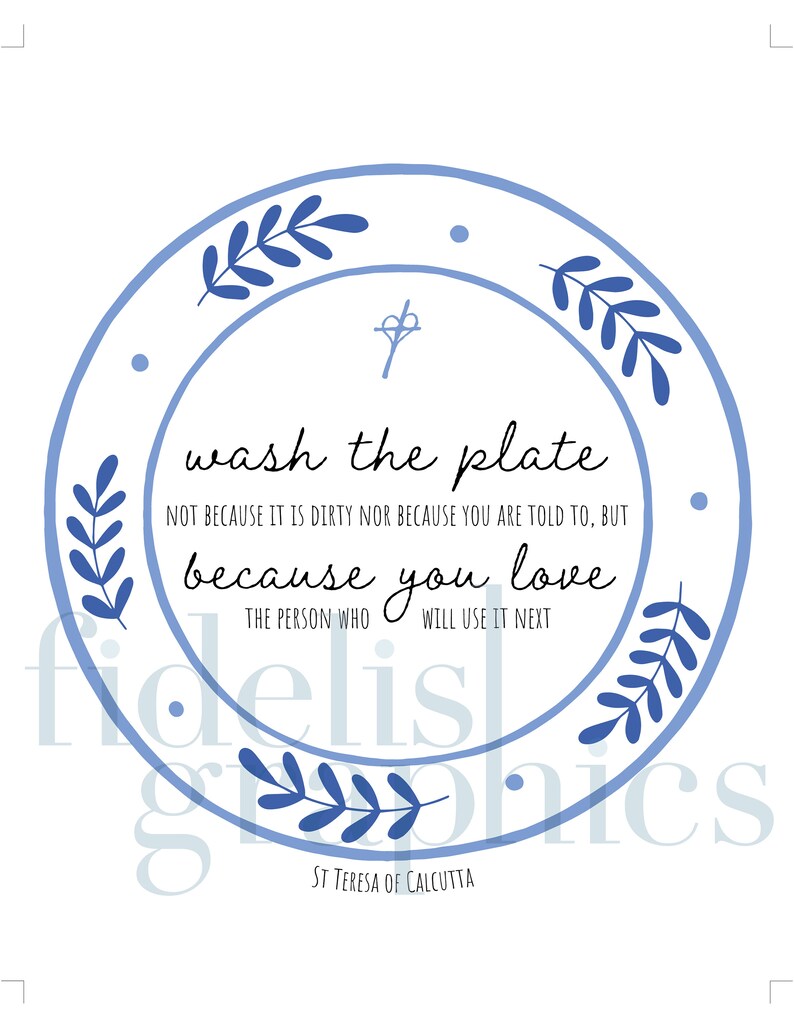 St Teresa of Calcutta WASH THE PLATE 8x10 Printable - Etsy