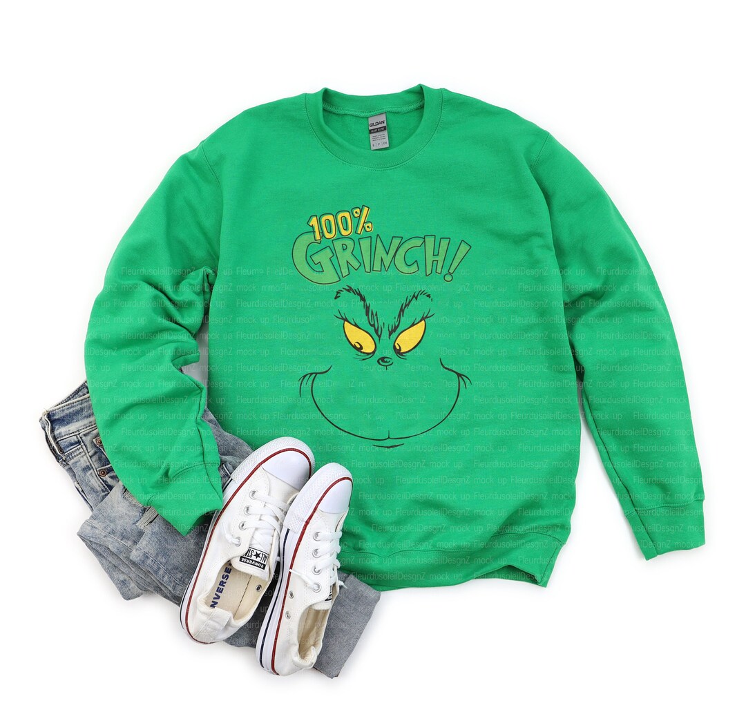 100% Grinch Sweatshirt Funny Grinchmas Sweatshirt Unisex - Etsy