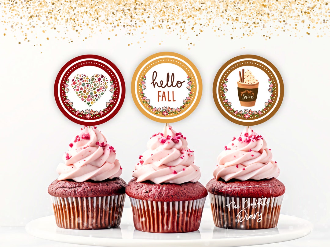 Hello Fall Cupcake Toppers Autumn Party Printable Cupcake - Etsy