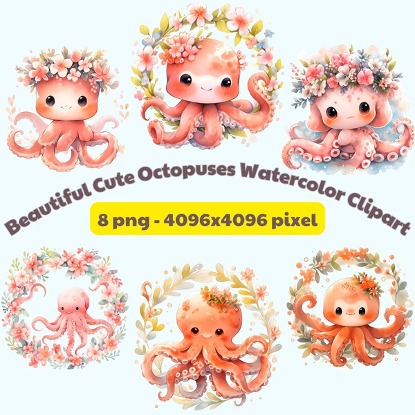 Octopus Clipart - Etsy