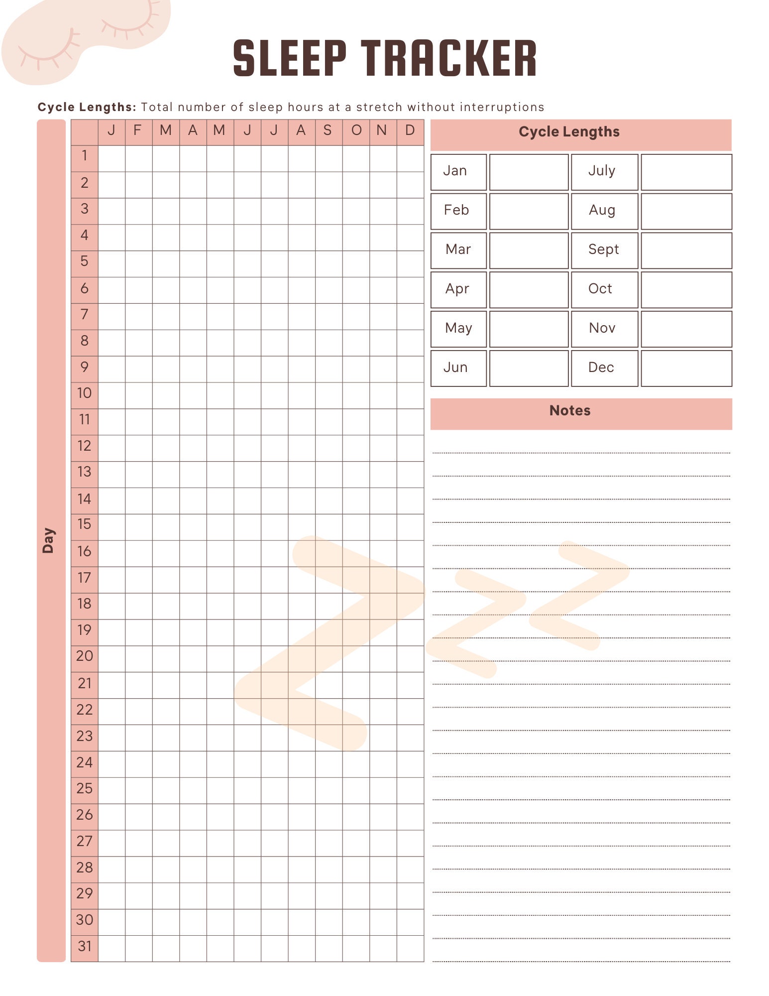 Sleep Tracker Planner Templates Instant Download - Etsy