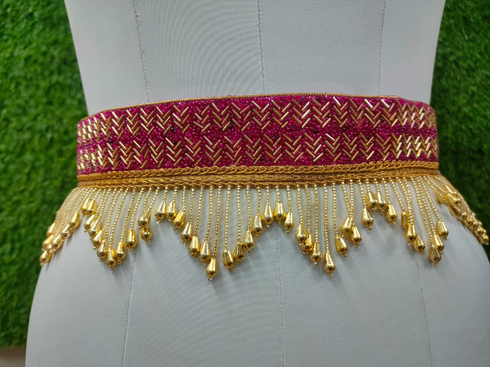 Indian Cut Dana Beads Pearl Crystal Embellished Hand Embroidered Adult ...