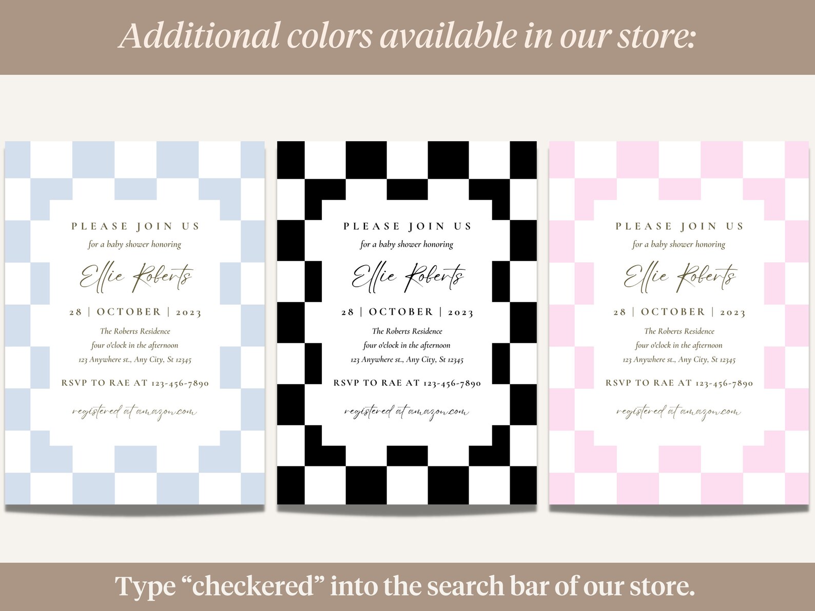 Checkered Baby Shower Invitation, Checkers Baby Shower Invitation ...