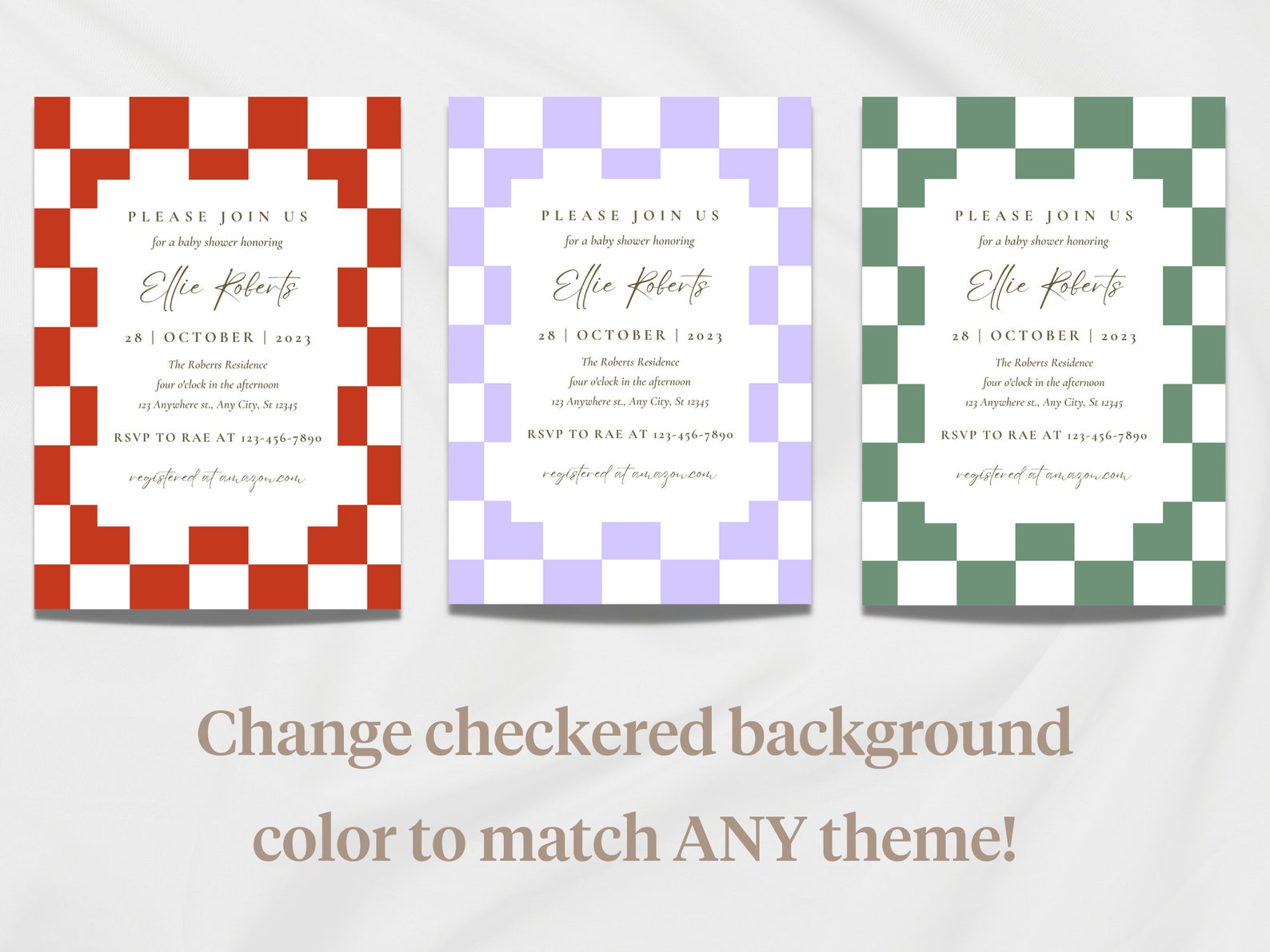 Checkered Baby Shower Invitation, Checkers Baby Shower Invitation ...