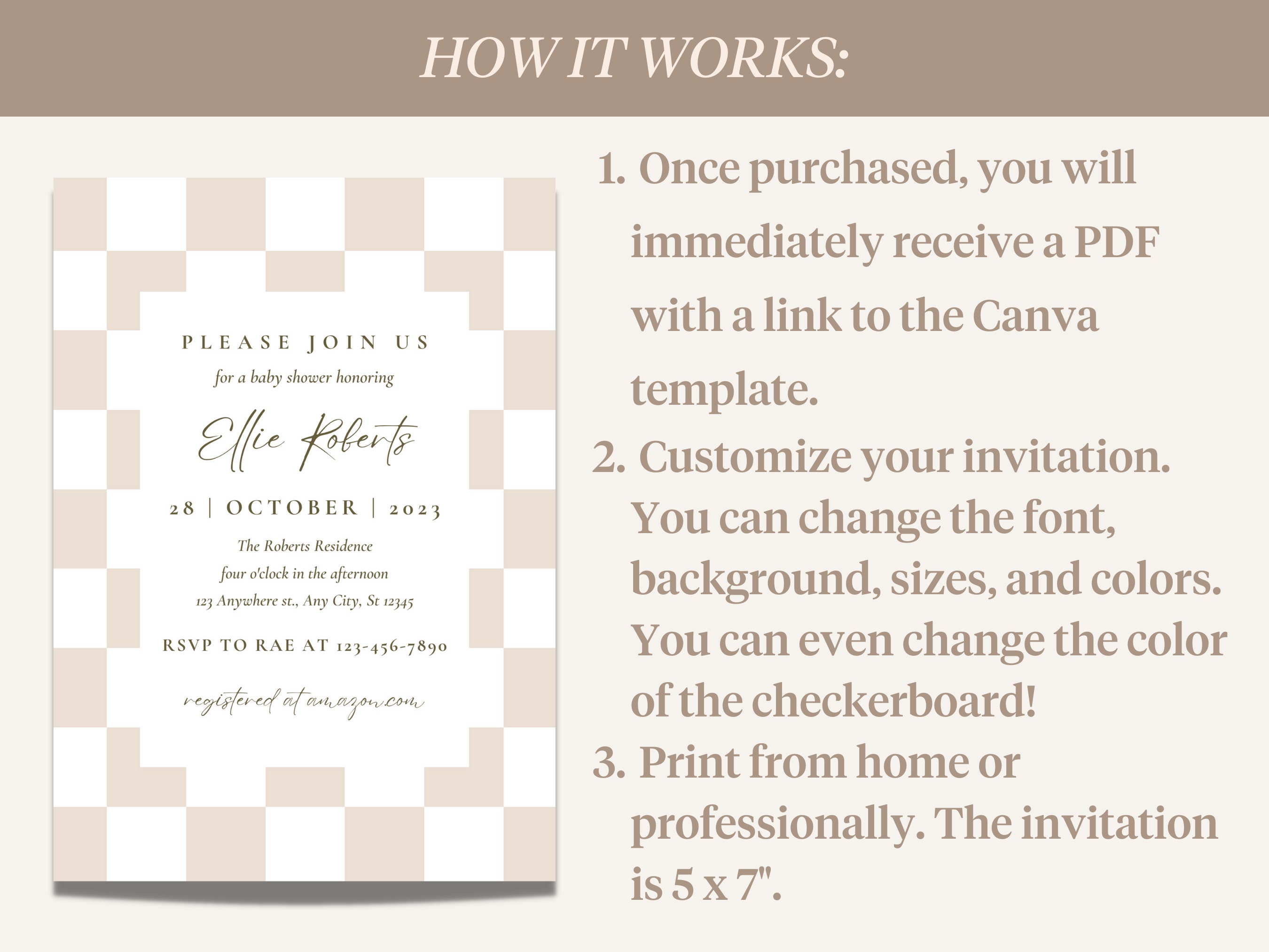 Checkered Baby Shower Invitation Checkers Baby Shower - Etsy