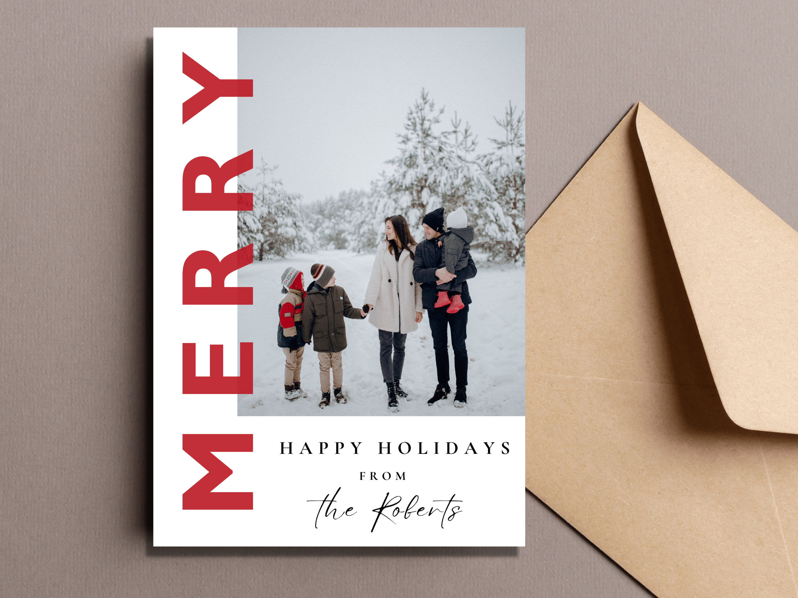 Modern Christmas Card Canva Christmas Card Template Holiday - Etsy