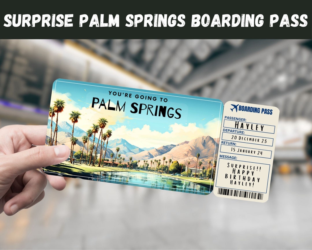 Billet cadeau surprise Palm Springs Trip : carte d'embarquement ...