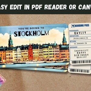 Stockholm, Sweden Trip Surprise Gift Ticket - You're Going to STOCKHOLM ...