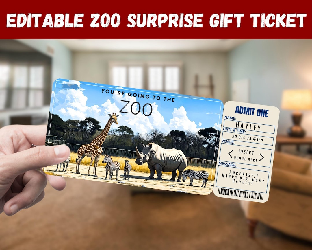 Zoo Surprise Gift Ticket - You're Going to the ZOO - Printable, Pass ...