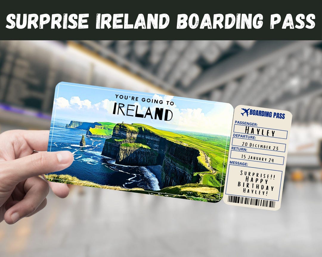 Ireland Trip Boarding Pass: Surprise Travel Gift (printable, Editable ...
