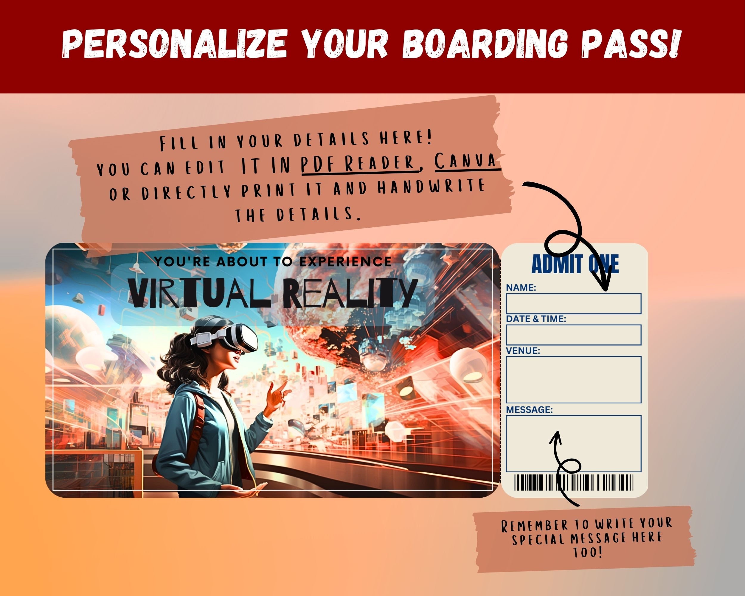 Virtual Reality Surprise Gift Ticket You're About to Experience VIRTUAL ...
