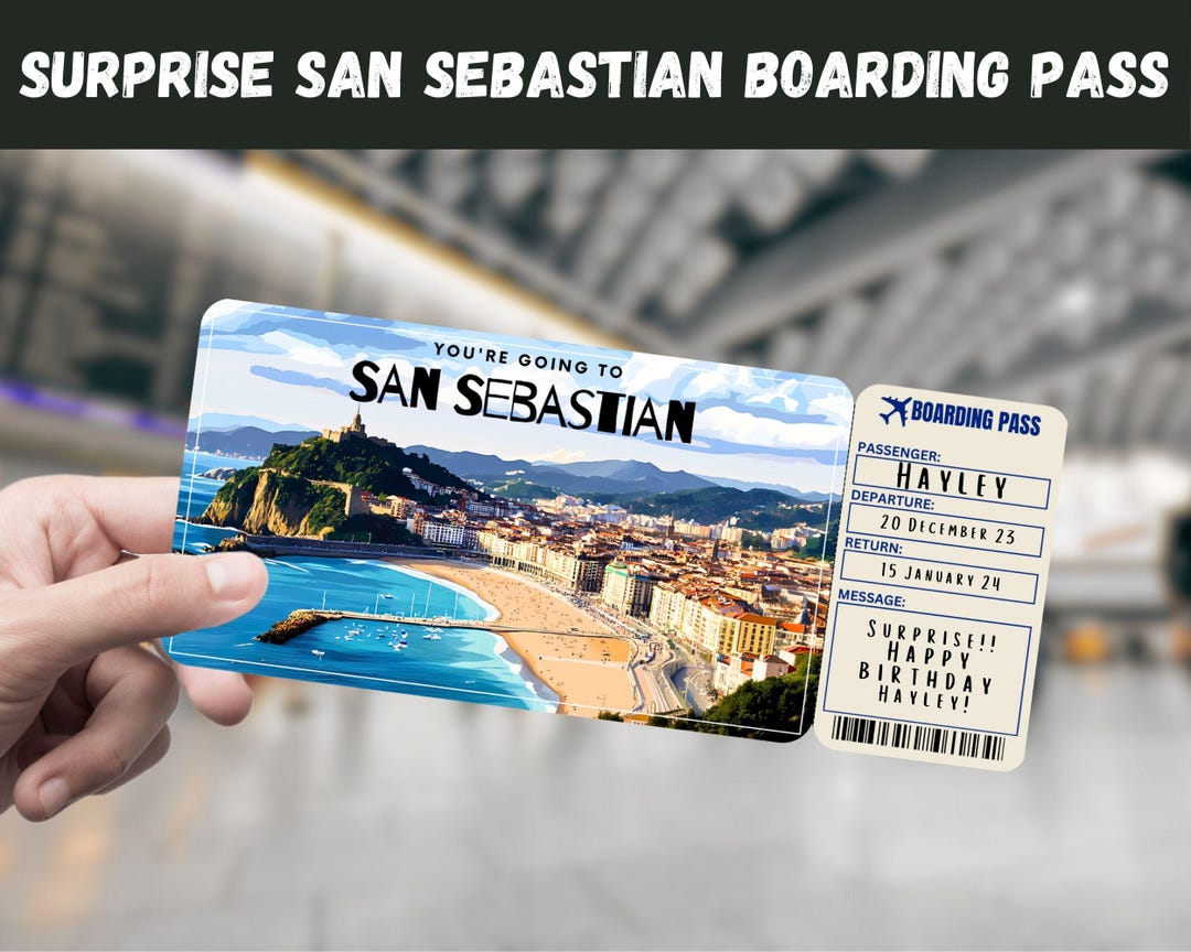 San Sebastian Surprise Trip Ticket: Editable Boarding Pass (printable ...