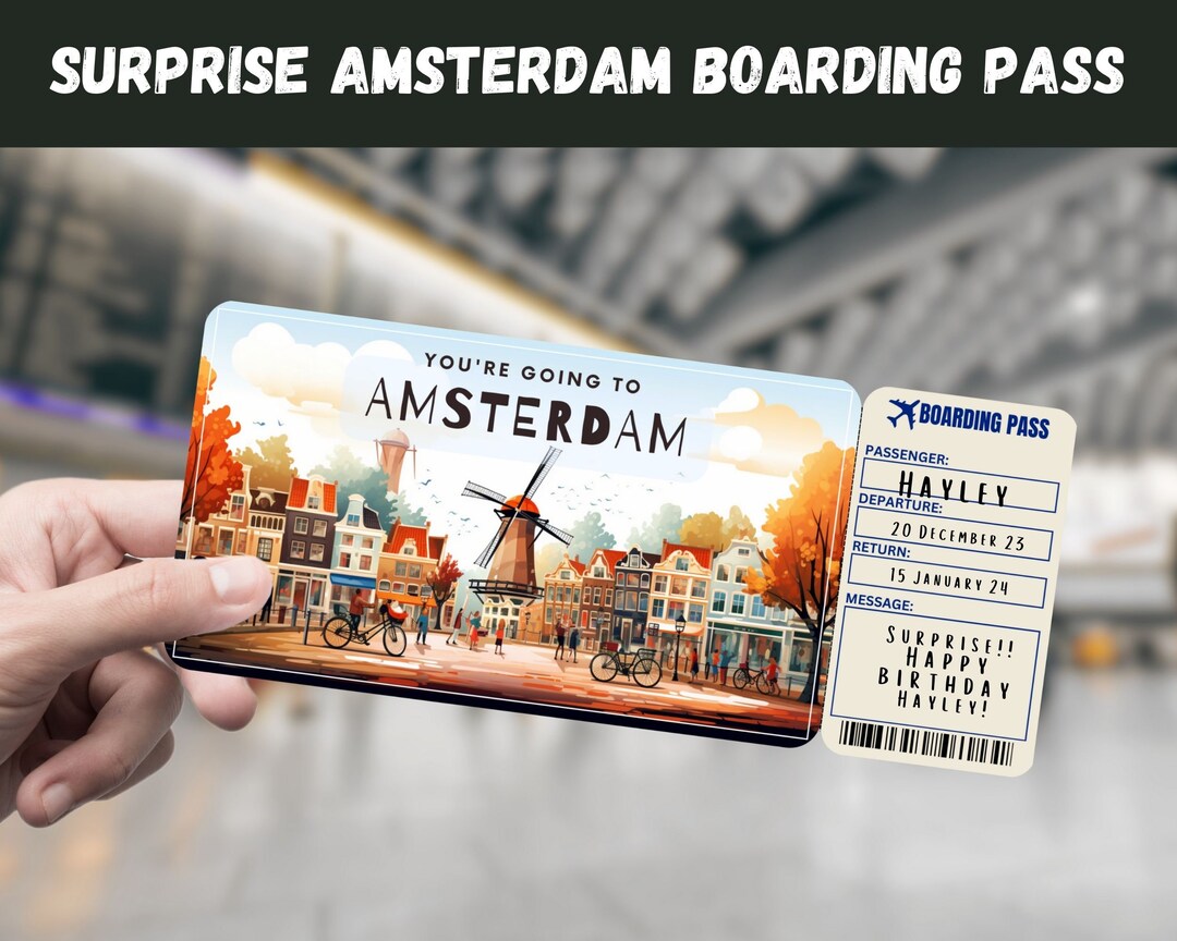 Amsterdam, Netherlands Trip Surprise Gift Ticket You're Going to ...