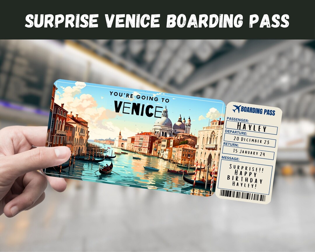 Venice Trip Surprise Gift Ticket: Editable Boarding Pass (printable) - Etsy