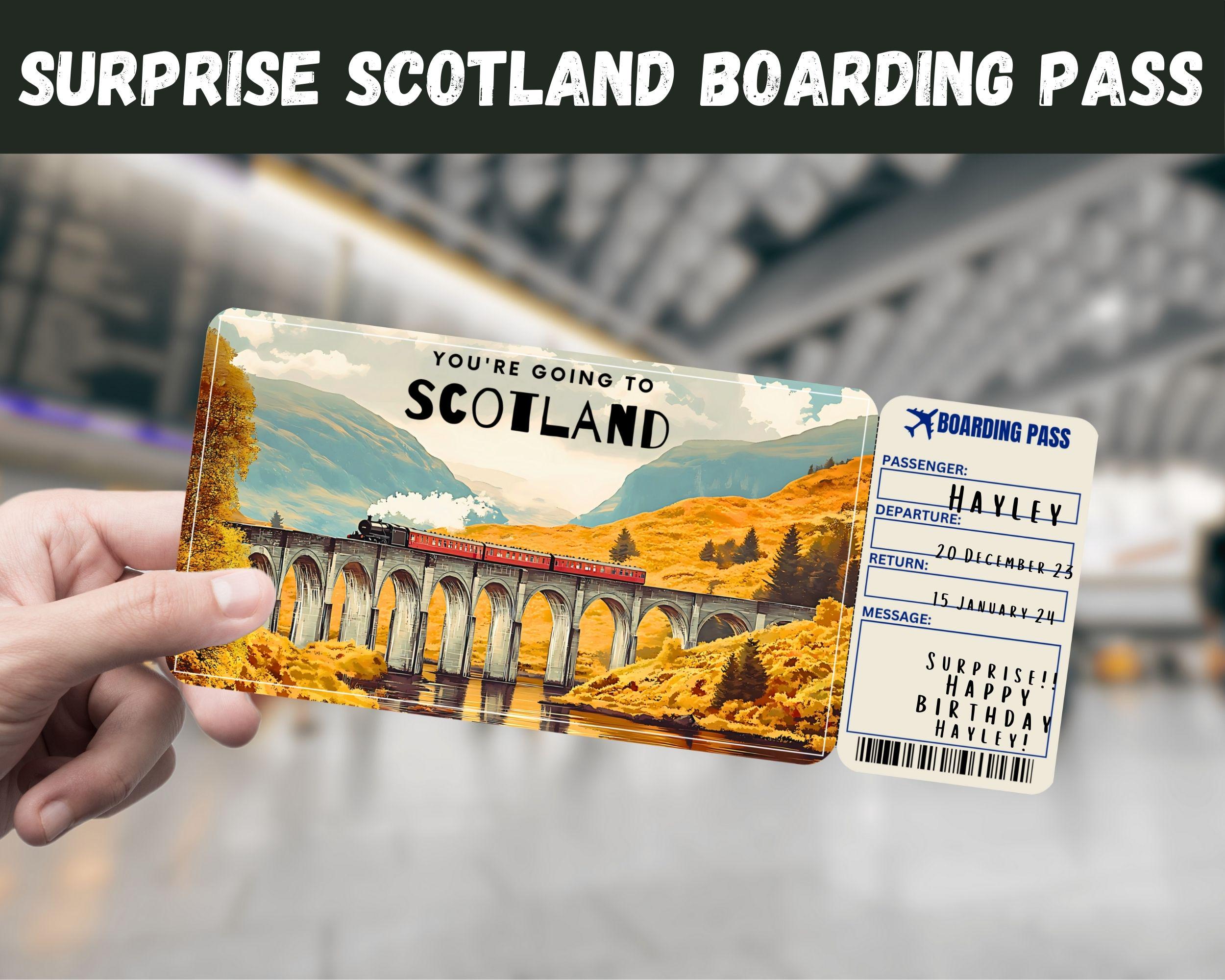 Surprise Scotland Trip Ticket: Editable Boarding Pass (digital Download ...