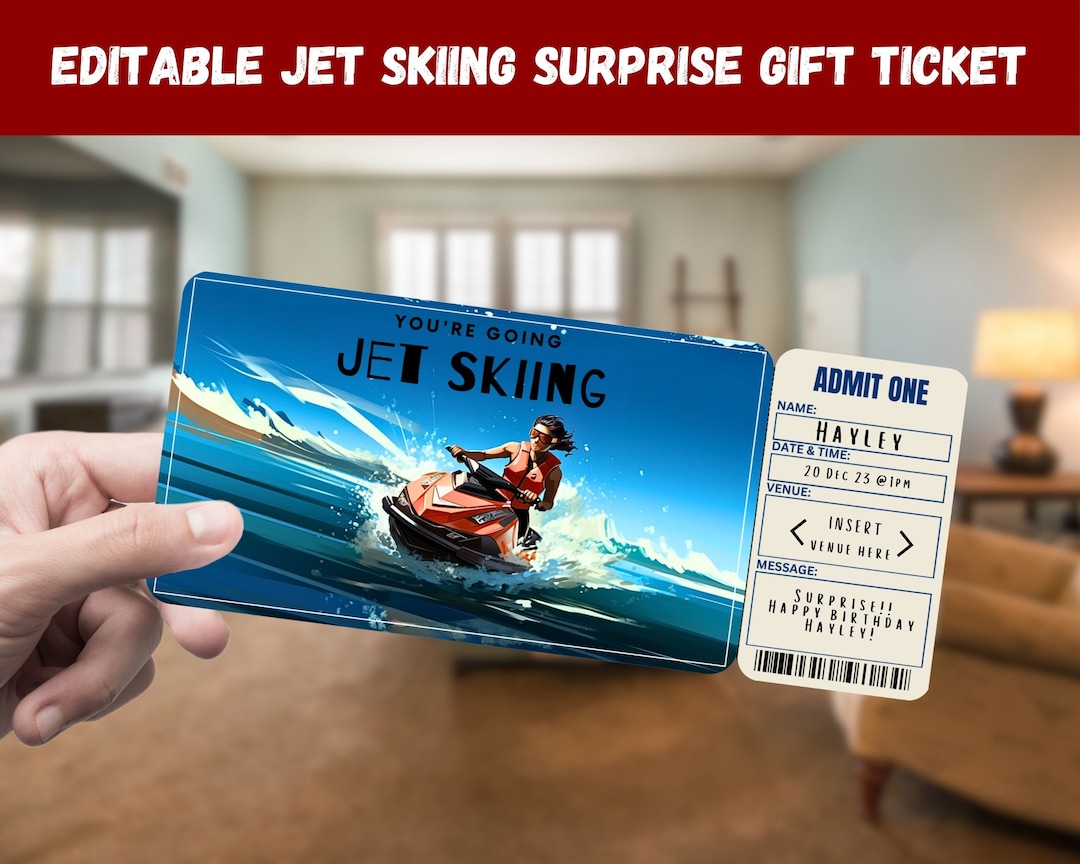 Jet Skiing Surprise Gift Ticket - You’re Going JET SKIING - Printable ...