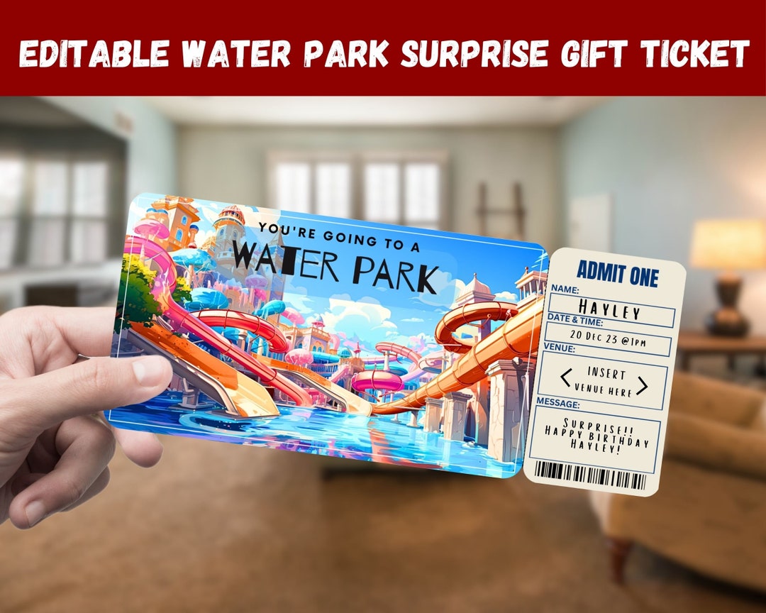 Waterpark Surprise Gift Ticket - You're Going to a WATERPARK ...