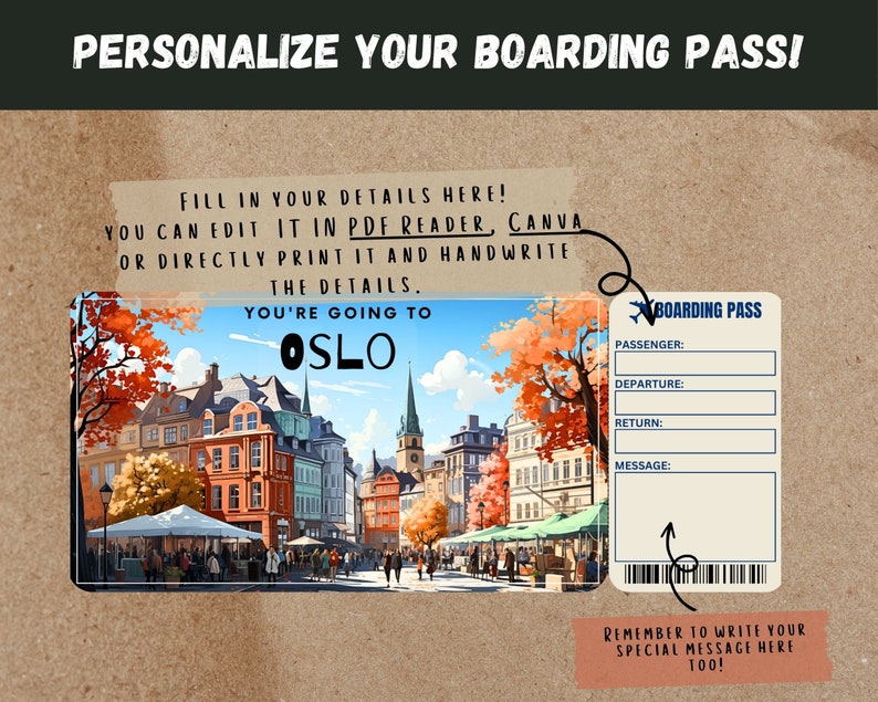 Oslo, Norway Trip Surprise Gift Ticket You're Going to OSLO Printable ...