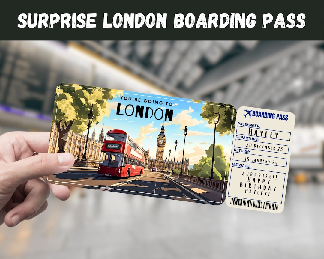 London, England Trip Surprise Gift Ticket - You're Going to LONDON ...