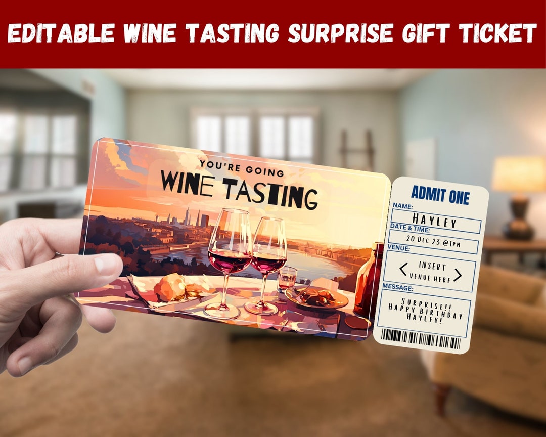 Wine Tasting Surprise Gift Ticket - You're Going WINE TASTING ...